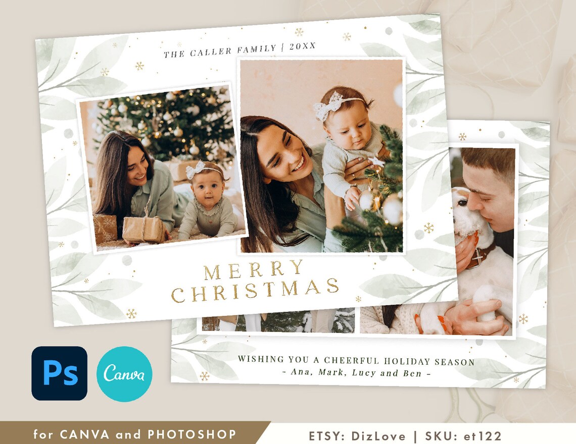 Christmas Card Template Bundle, Holiday Card Bundle, Christmas Card ...