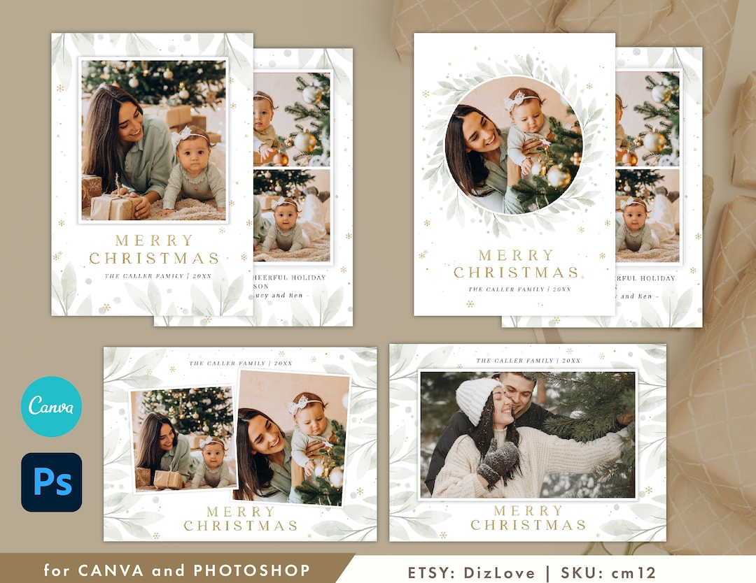 Christmas Card Template Bundle, Holiday Card Bundle, Christmas Card ...