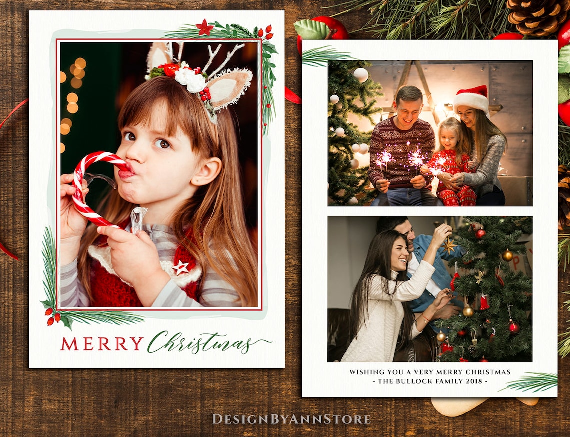 PHOTOSHOP Holiday Card Template Christmas Card Template - Etsy