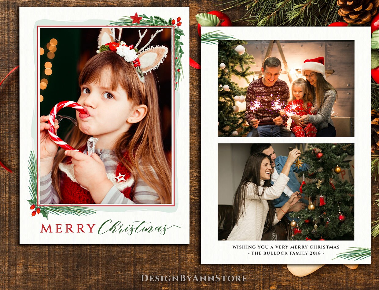 PHOTOSHOP Holiday Card Template Christmas Card Template - Etsy