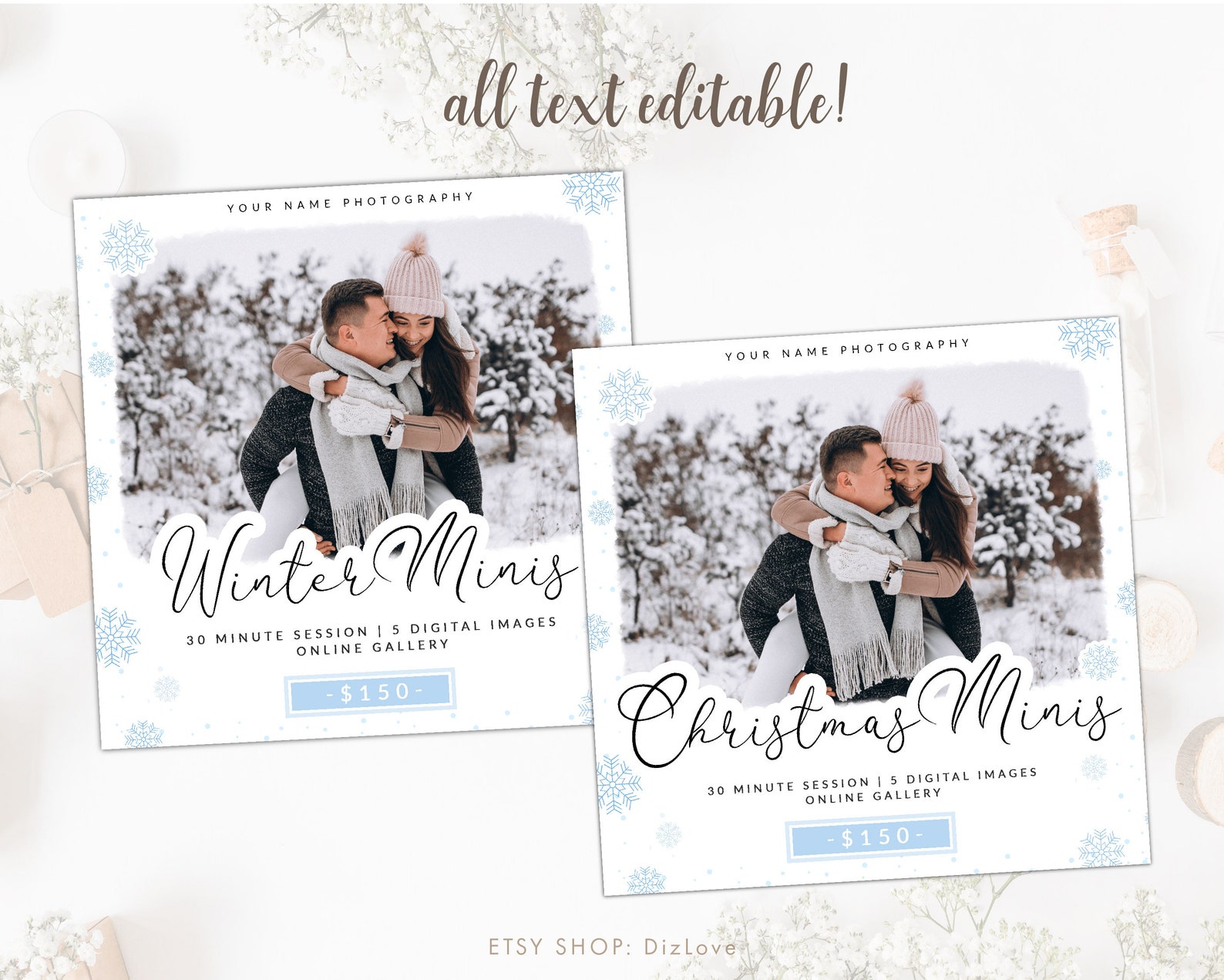PHOTOSHOP Winter Mini Session Template Photography Marketing | Etsy