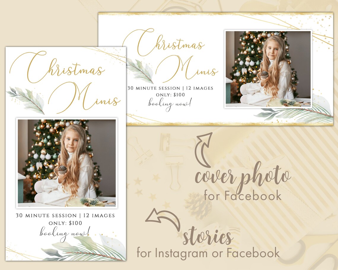 Holiday Mini Session Marketing Bundle, Christmas Marketing Board ...