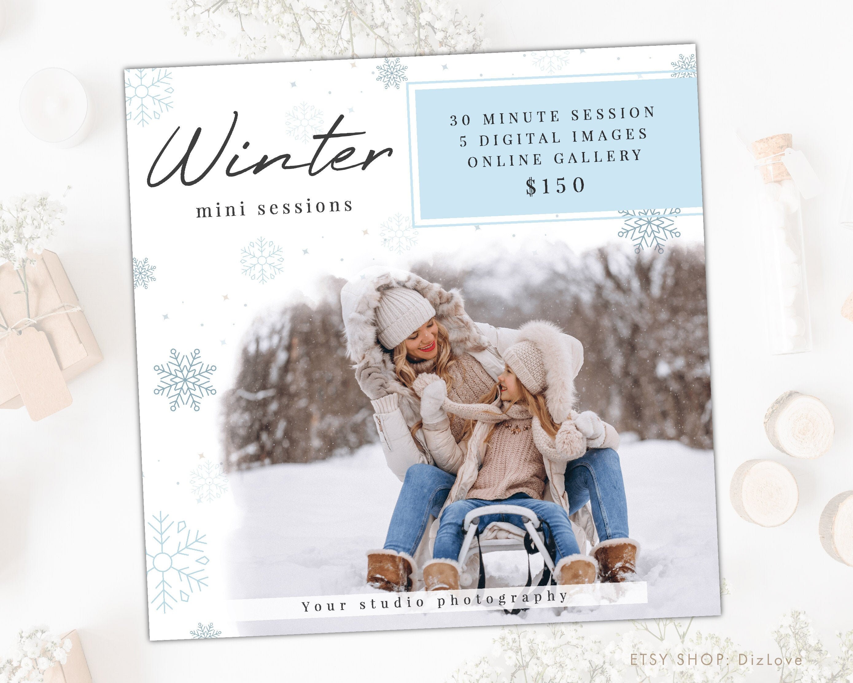 Paper & Party Supplies Winter Mini Sessions Template Photoshop Template ...