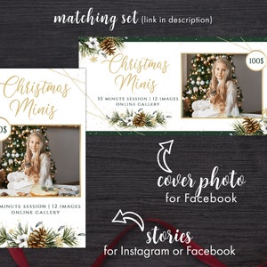 Christmas Mini Session Template,holiday Minis,green White Gold ...