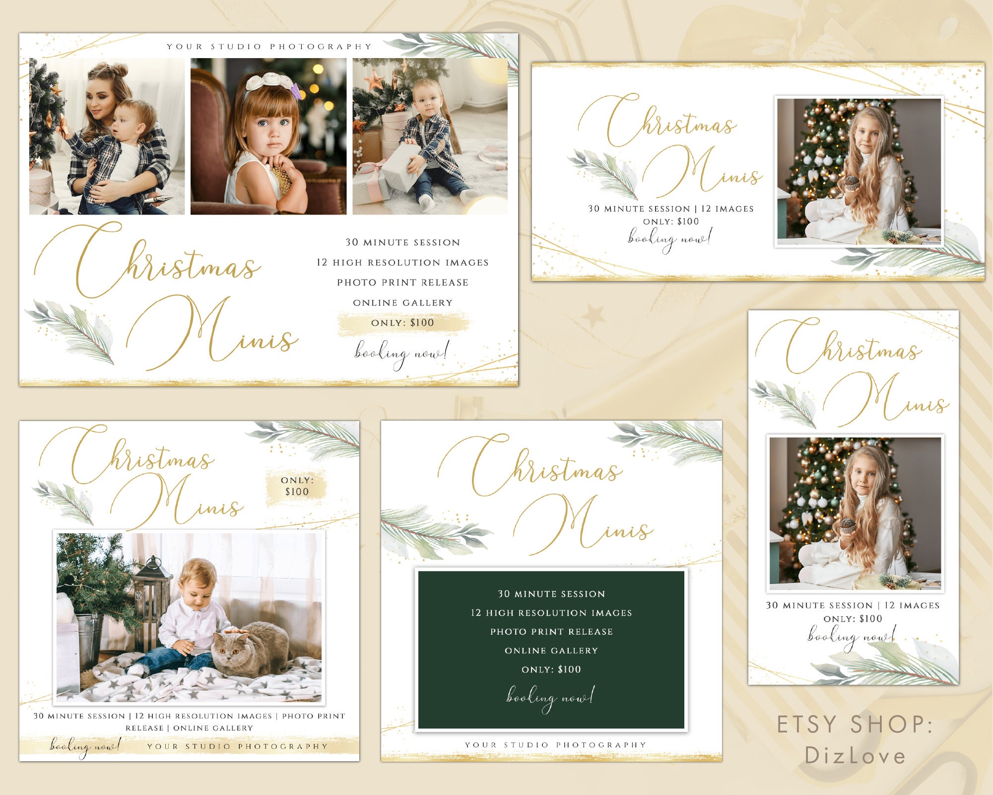 Holiday Mini Session Marketing Bundle, Christmas Marketing Board ...