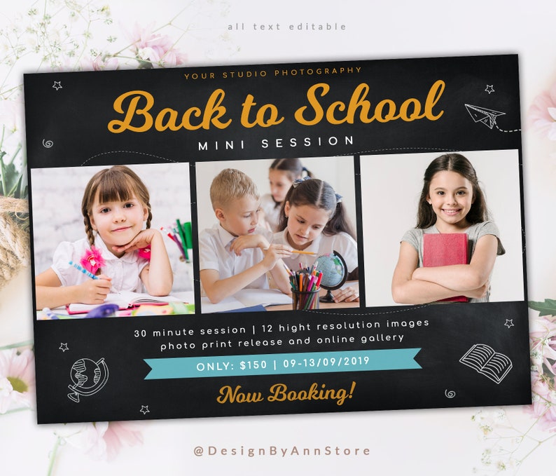 Back to School Mini Session Template Photoshop Template | Etsy