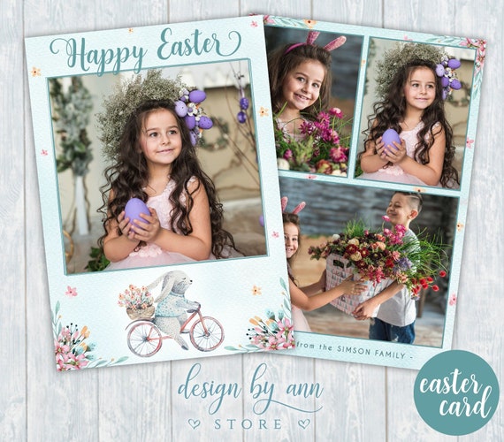 Easter Card Template for Photographers Hello Spring Card - Etsy