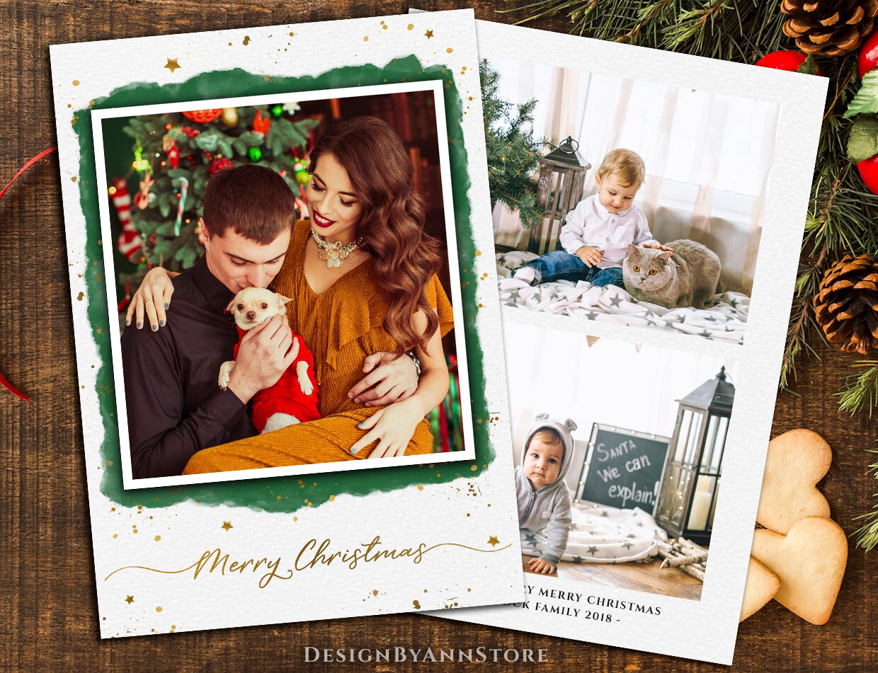 PHOTOSHOP Christmas Card Template Gold Christmas Card - Etsy