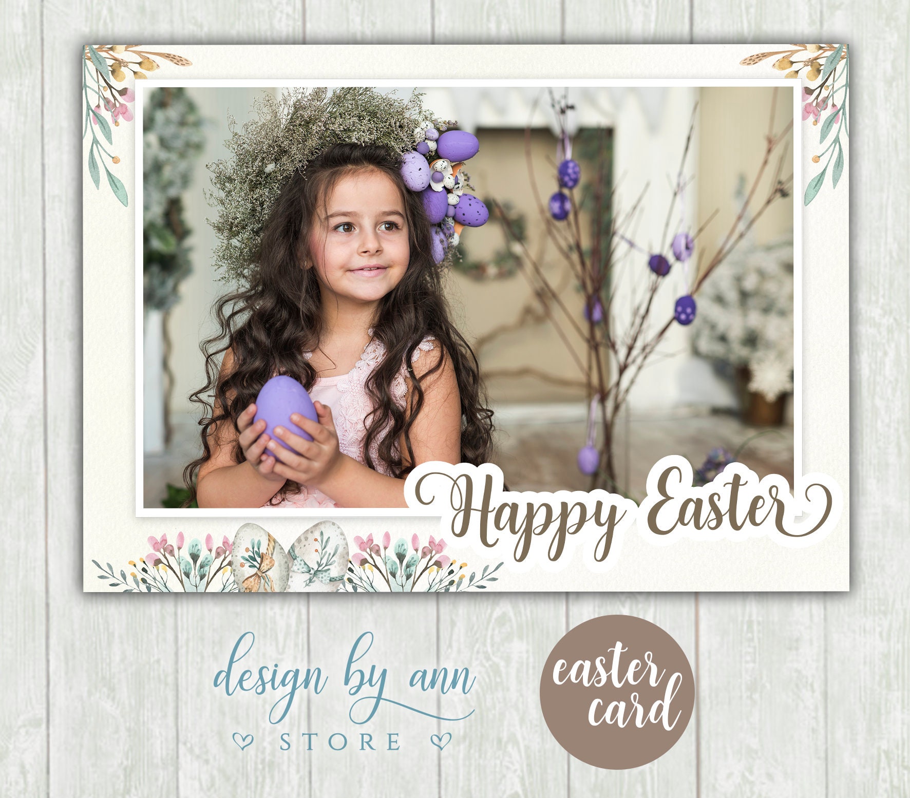 Easter Card Template for Photographers Hello Spring Card - Etsy