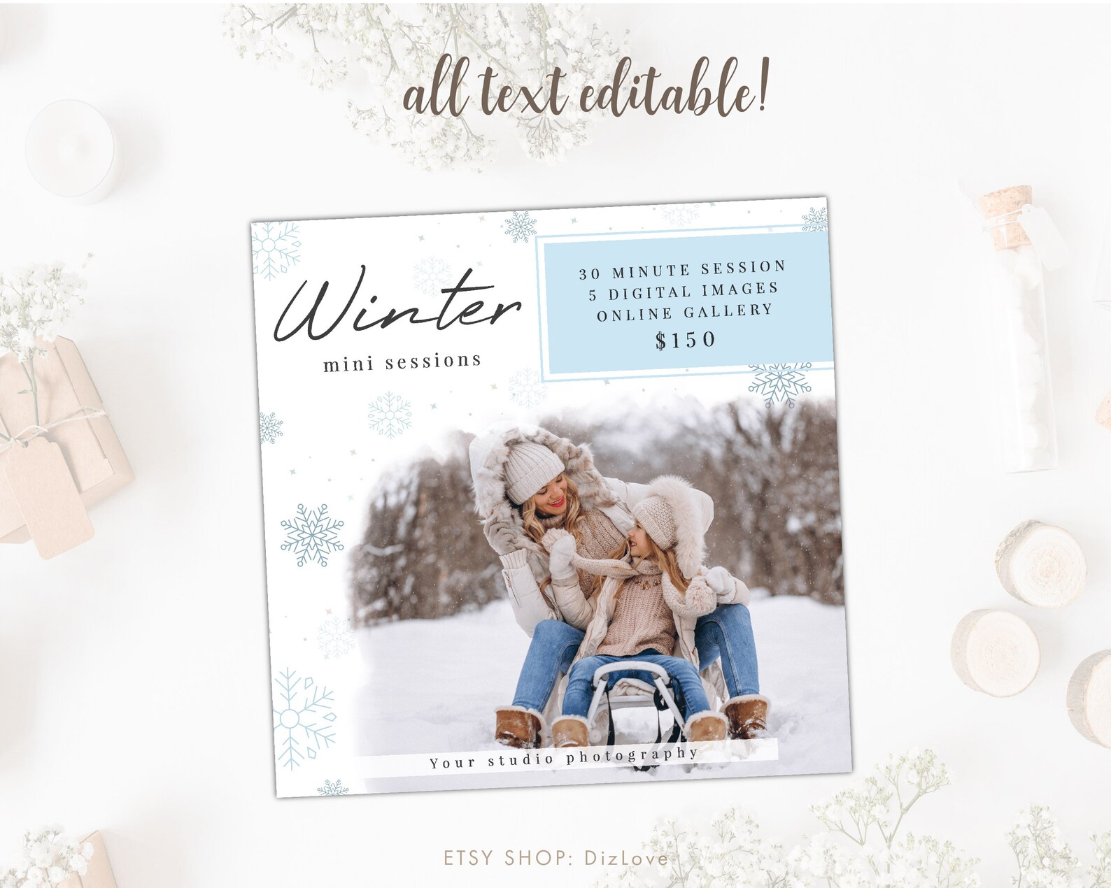 PHOTOSHOP Winter Mini Session Template Photography Marketing - Etsy