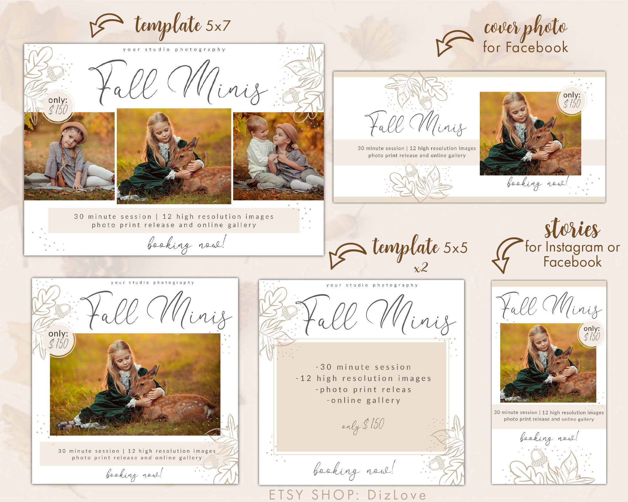 Fall Minis Session Template Bundle autumn Minis Template - Etsy