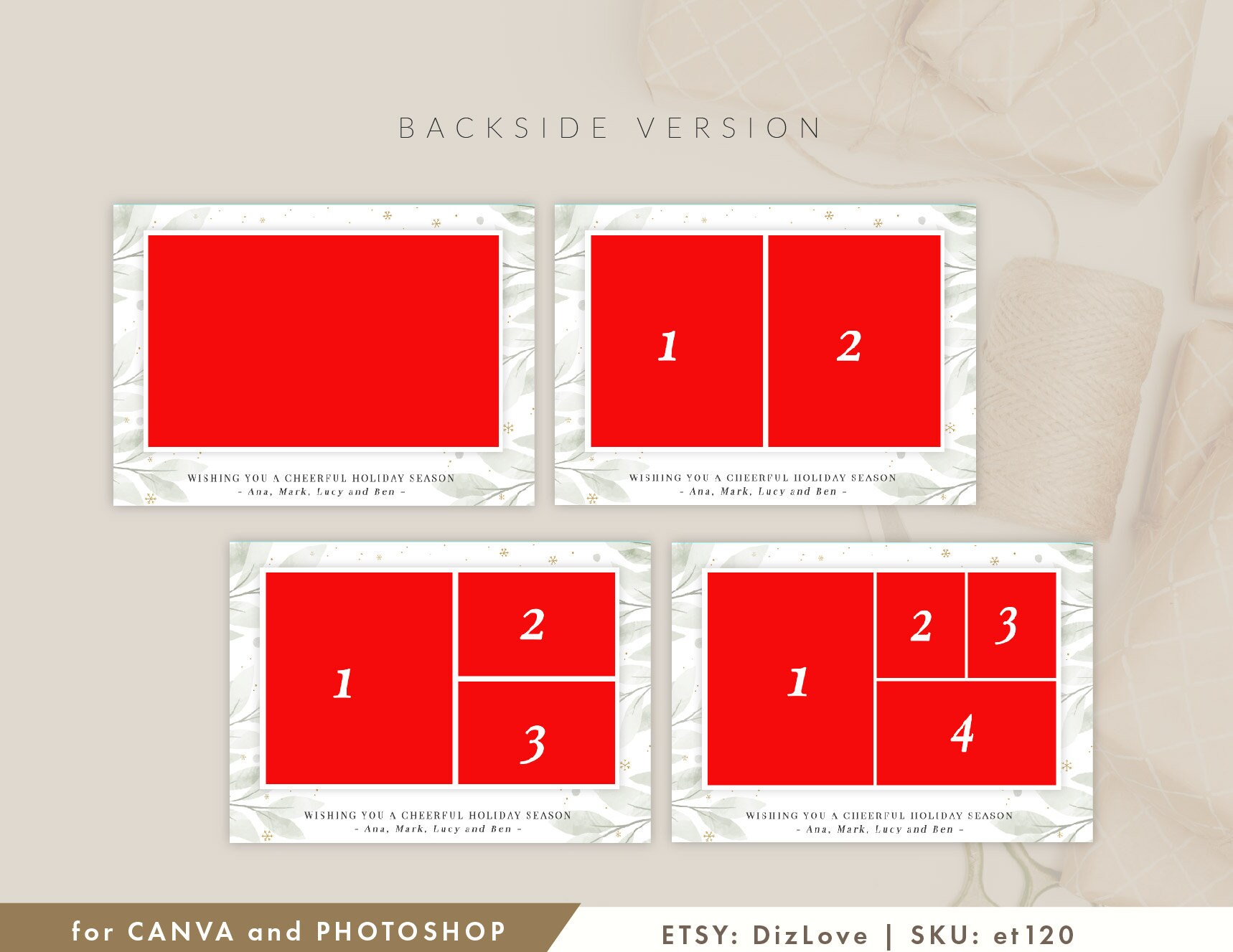 Christmas Card Template Bundle, Holiday Card Bundle, Christmas Card ...