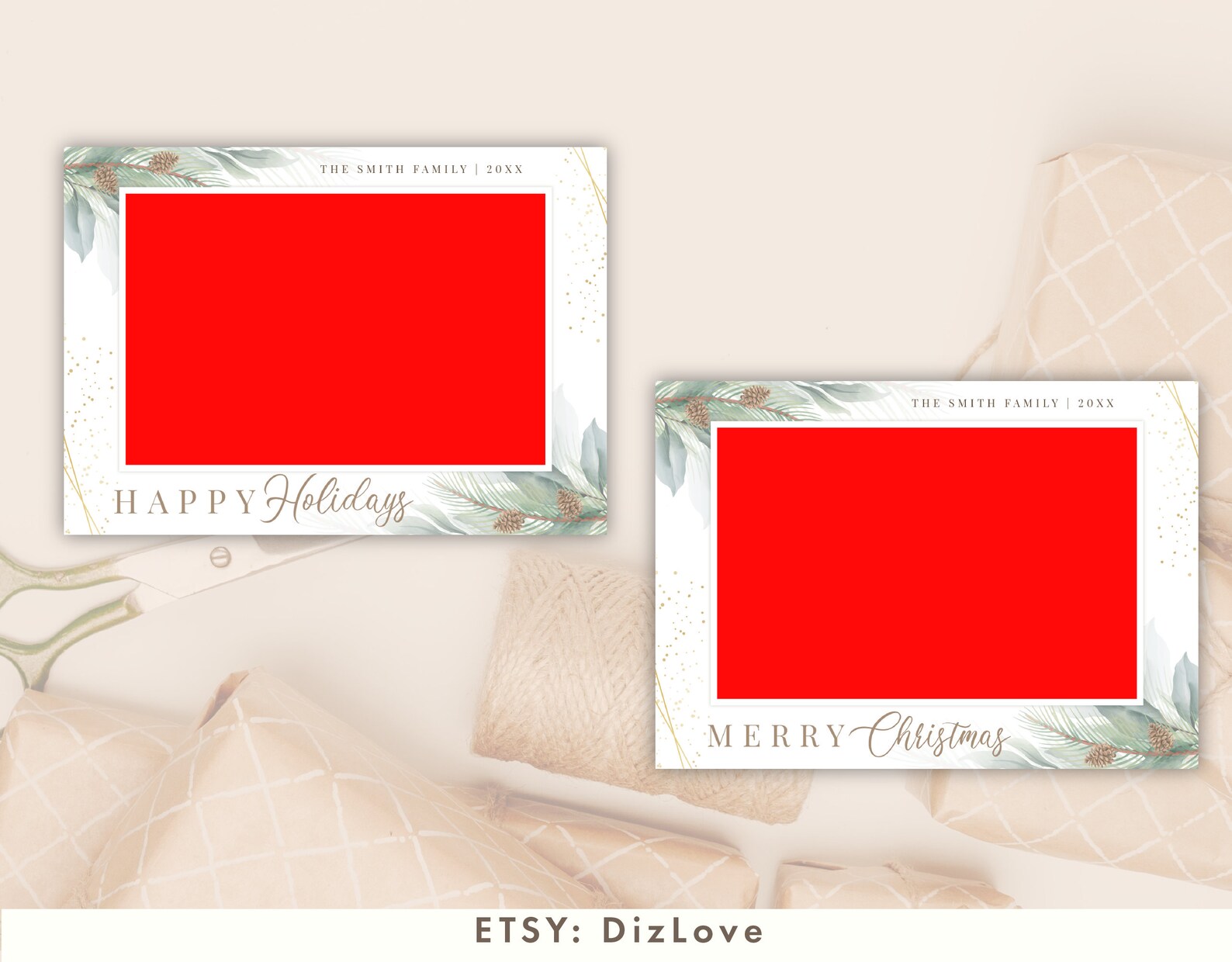 Christmas Card Template Bundle DIY Card Bundle Christmas - Etsy