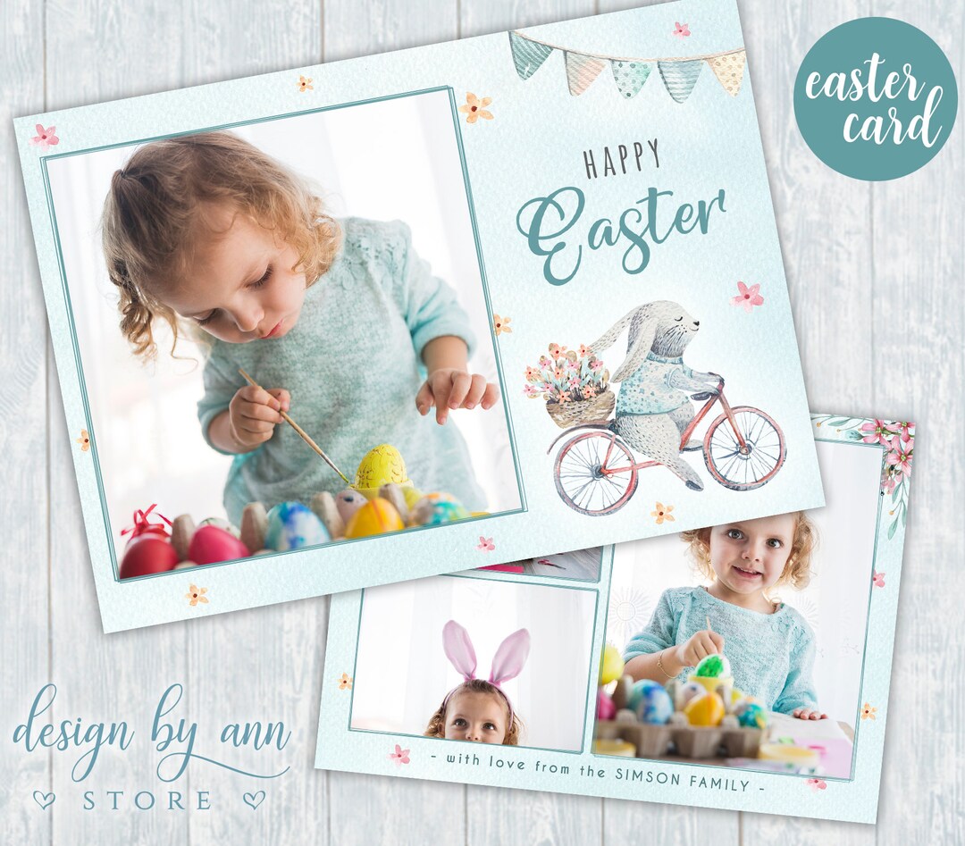 Easter Card Template for Photographers, Hello Spring Card Template for ...