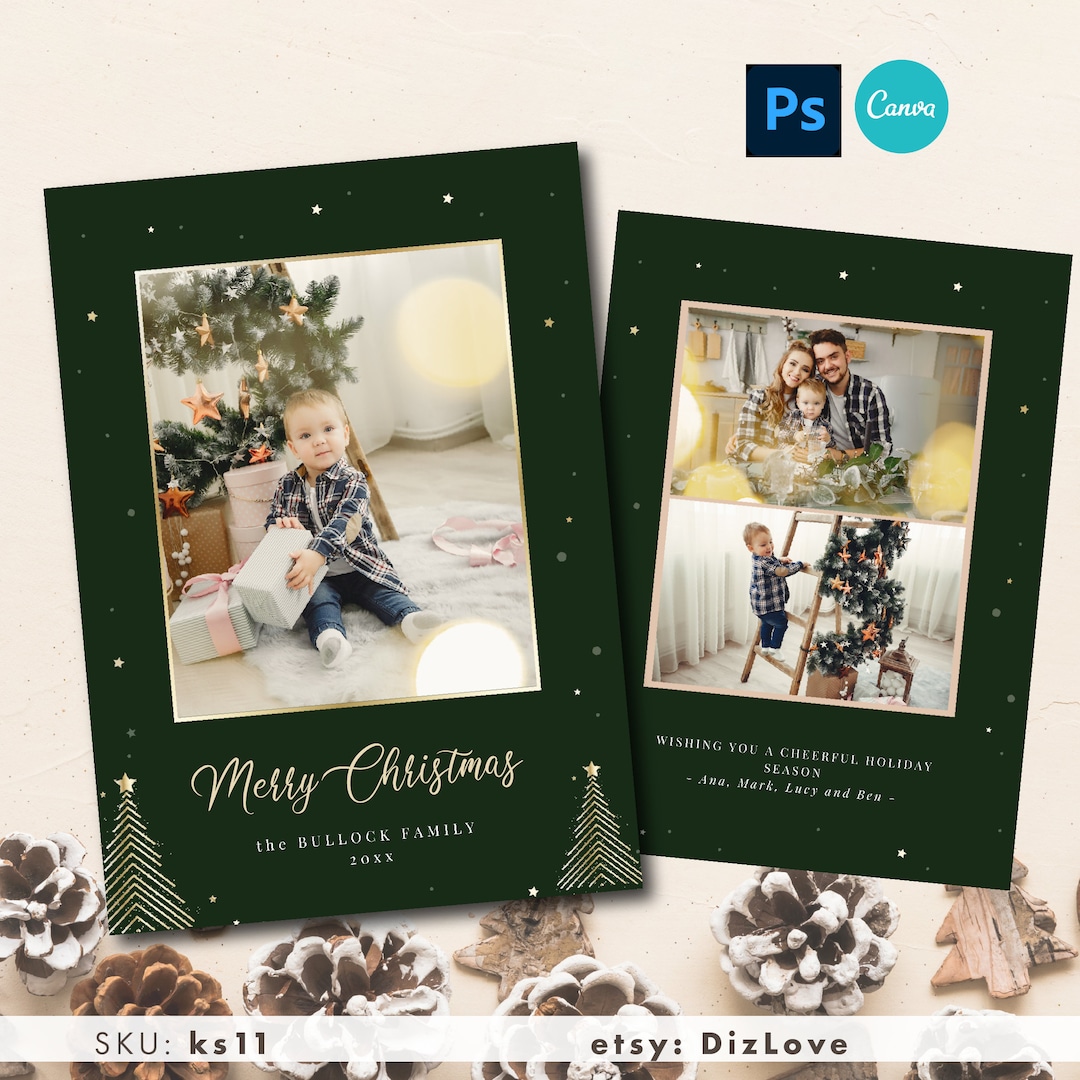 CANVA PHOTOSHOP Christmas Card Template 5x7,photo Card,merry Christmas ...
