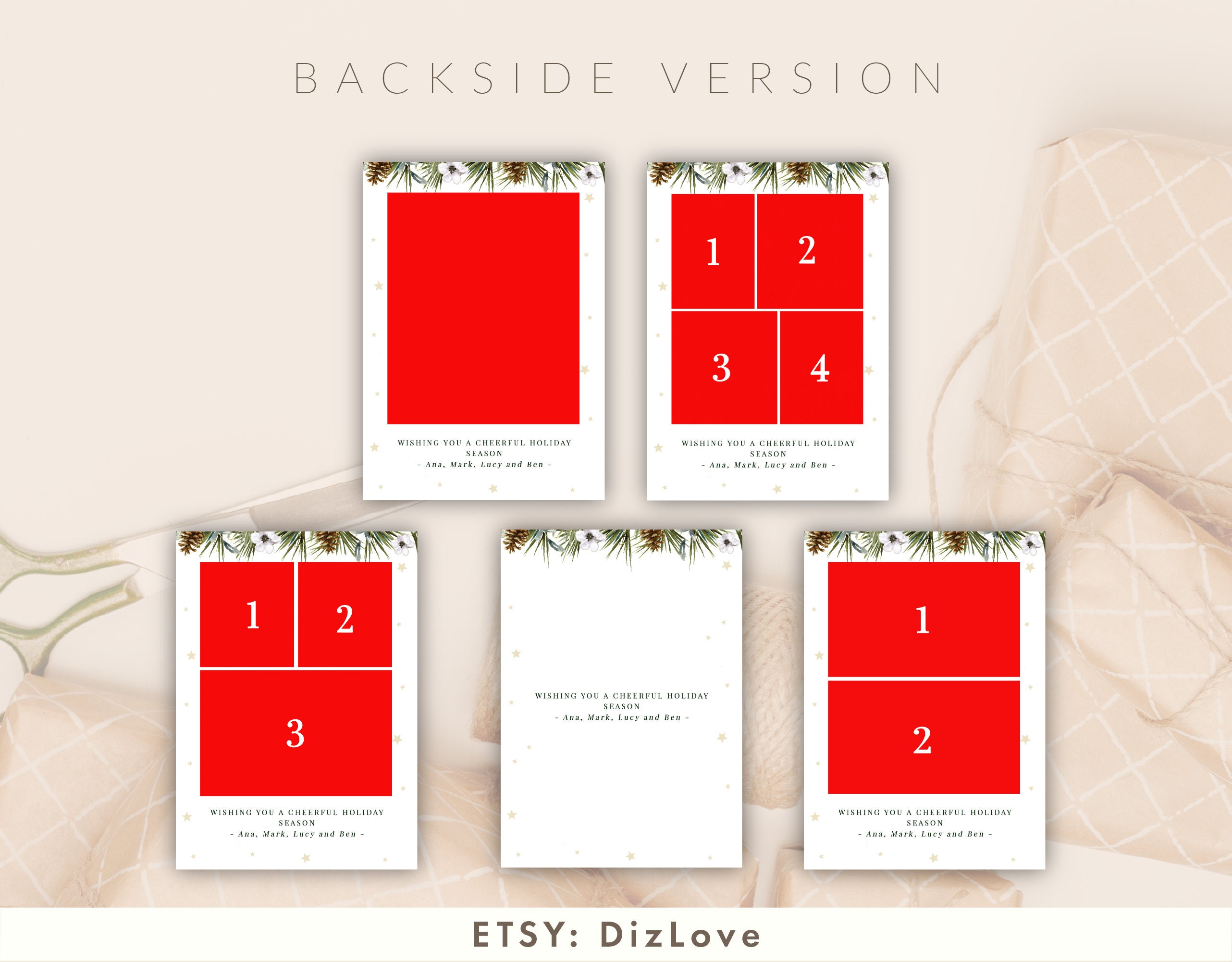 CANVA and PHOTOSHOP Christmas Card Template 5x7 Photocard - Etsy