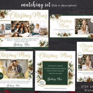Christmas Mini Session Template,holiday Minis,green White Gold ...