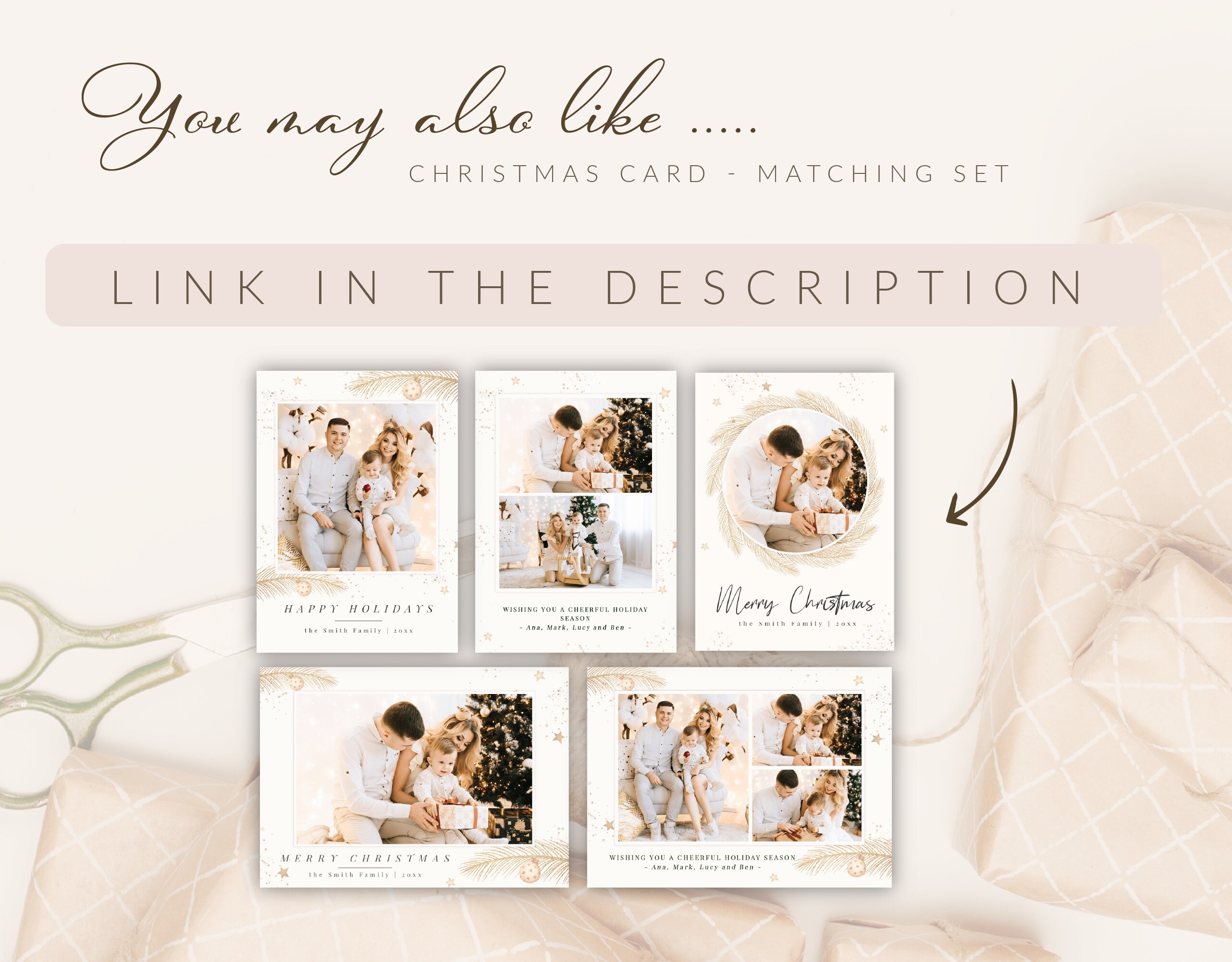 CANVA / Photoshop Gold Christmas Card Template 5x7diy Holiday - Etsy