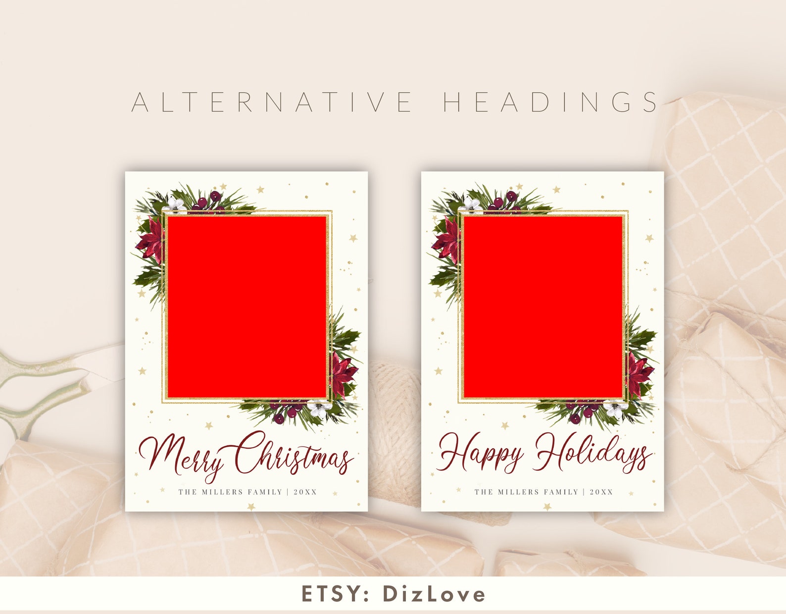 PHOTOSHOP Christmas Card Template 5x7 Photo Card Merry - Etsy