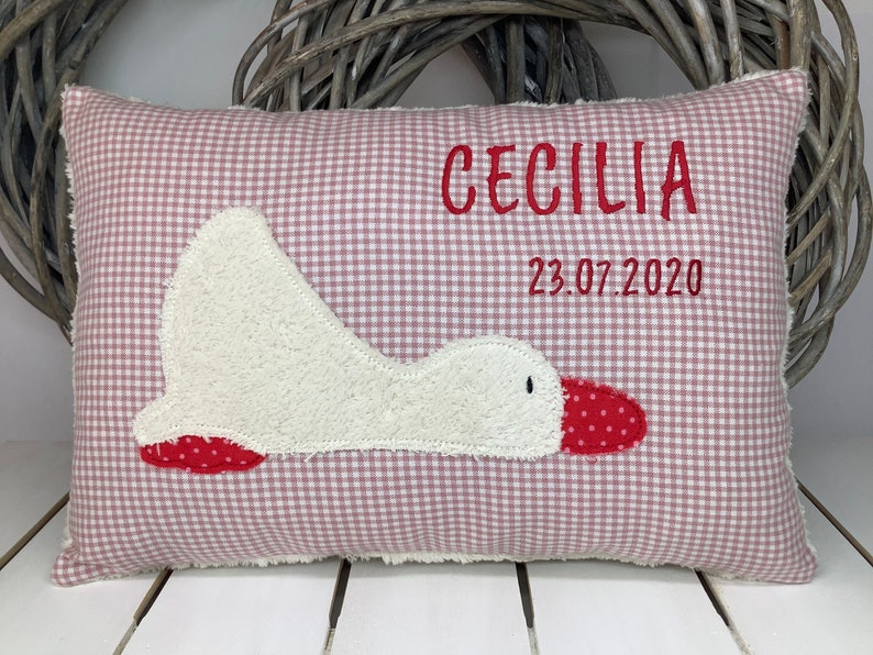 Ca. 20 x 30 cm Kissen Ente Name rosa Vichykaro | Etsy