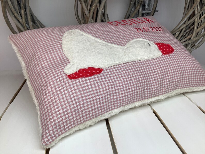 Ca. 20 x 30 cm Kissen Ente Name rosa Vichykaro | Etsy