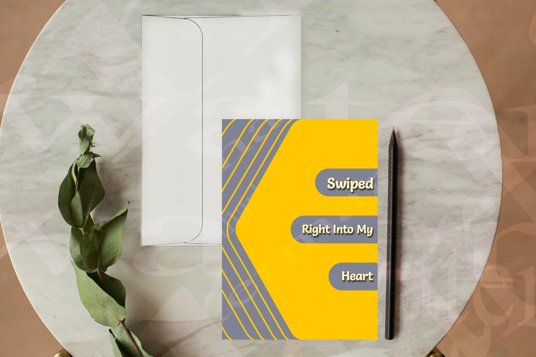 Swiped Right Into My Heart // Bumble Card // Online Dating Card ...