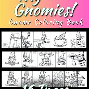 Cute Gnome Scenes Coloring Book | Adorable Gnome Activities: 16 Pages ...
