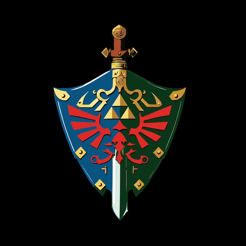 Zelda Master Sword Triforce Master Shield PNG SVG Files Digital Ocarina ...