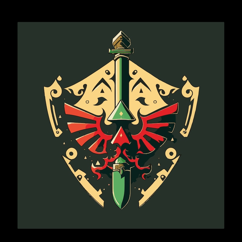 Zelda Master Sword Triforce Master Shield PNG SVG Files Digital Ocarina ...