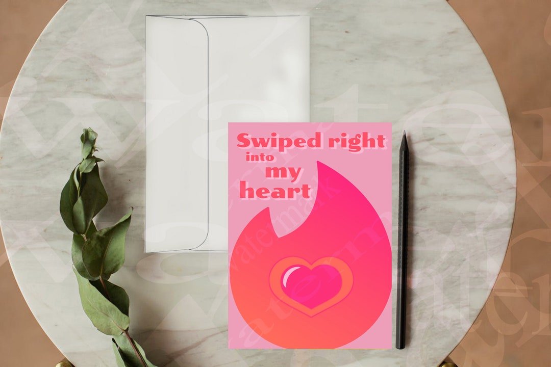 Swiped Right Into My Heart // Online Dating Tinder Inspired Card ...