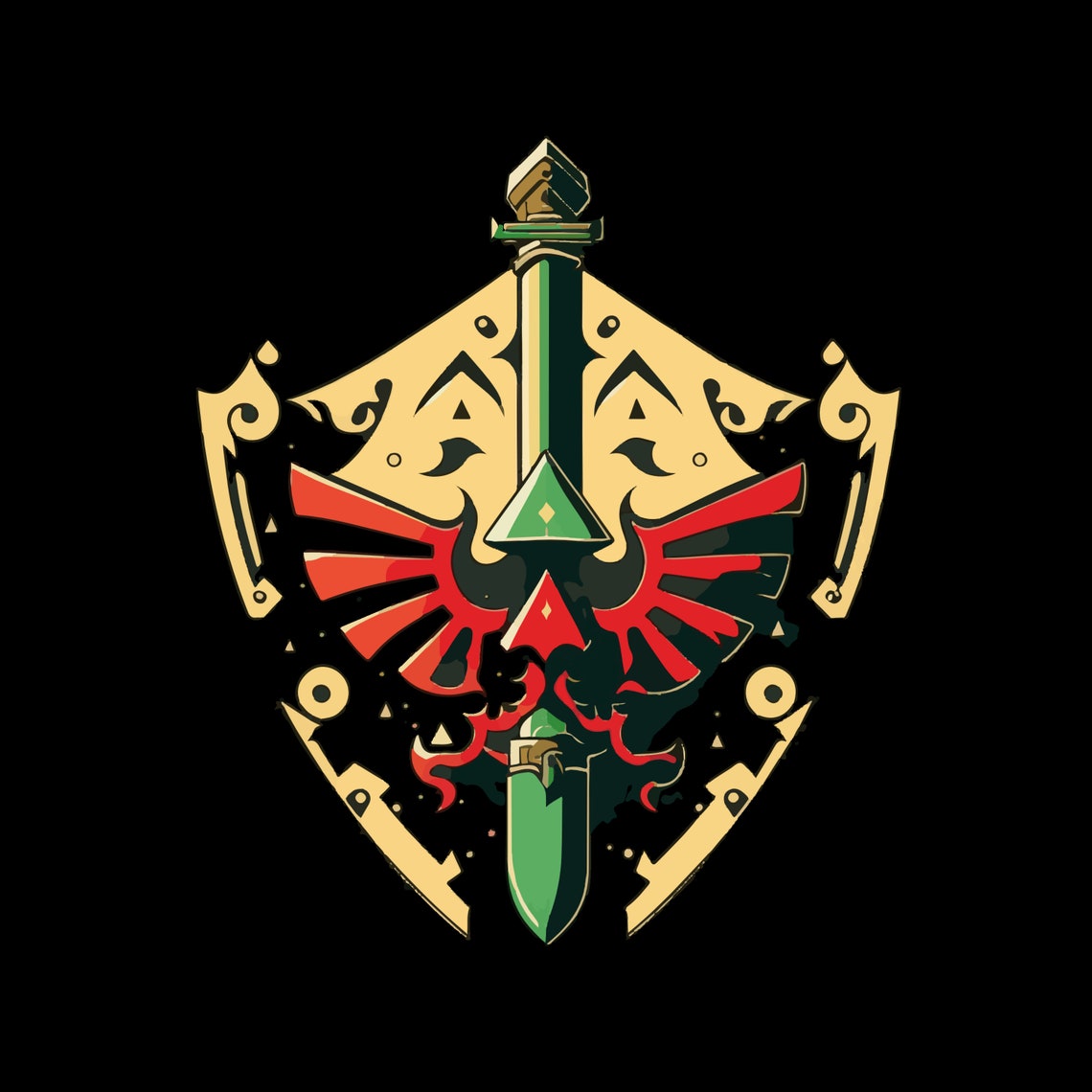 Zelda Master Sword Triforce Master Shield PNG SVG Files Digital Ocarina ...