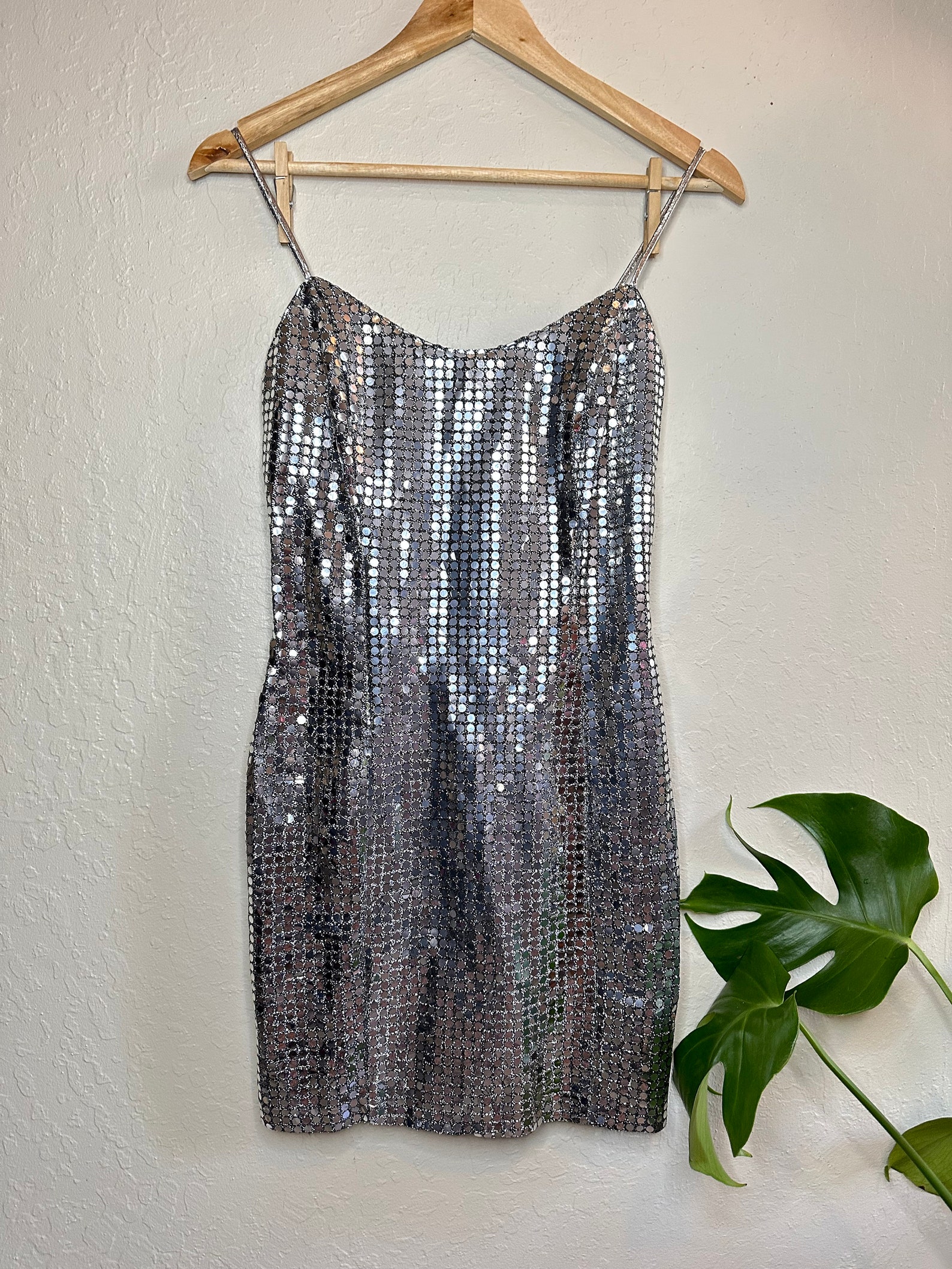 Vintage 90s 2000s Y2K Silver Glitter Sequin Mini Cocktail Dress - Etsy
