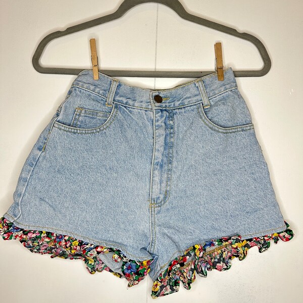 Ruffle Denim Shorts - Etsy