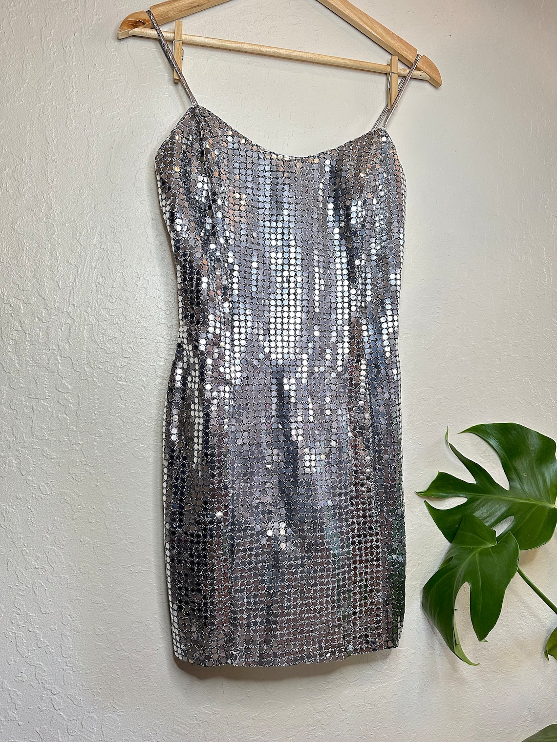 Vintage 90s 2000s Y2K Silver Glitter Sequin Mini Cocktail Dress - Etsy