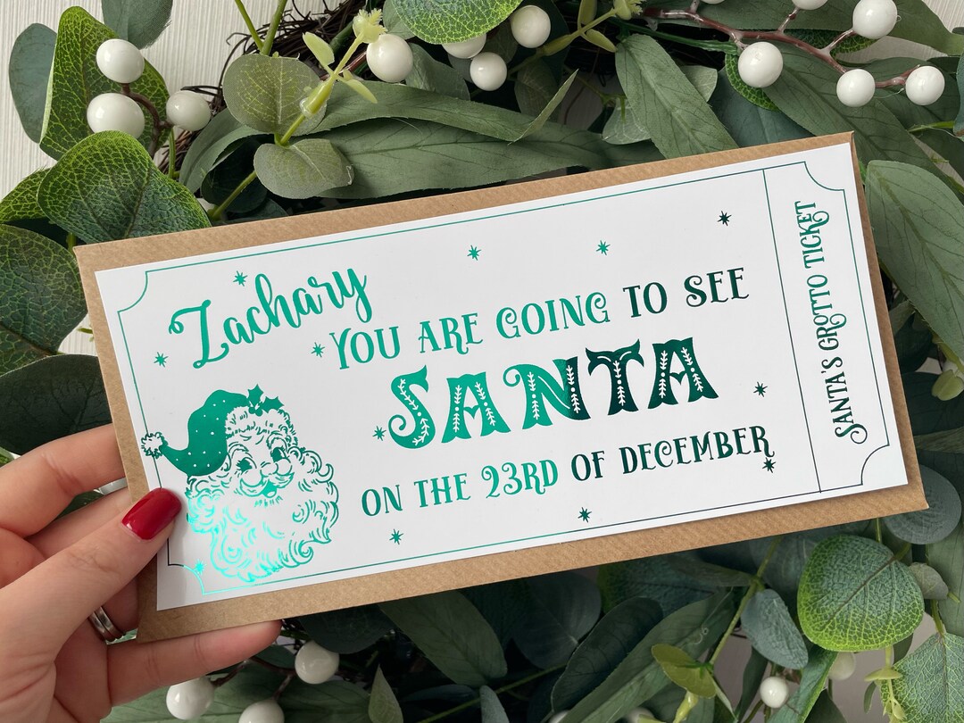 Foil Santa Visit Ticket Trip to See Santa Ticket Santa Surprise Father ...