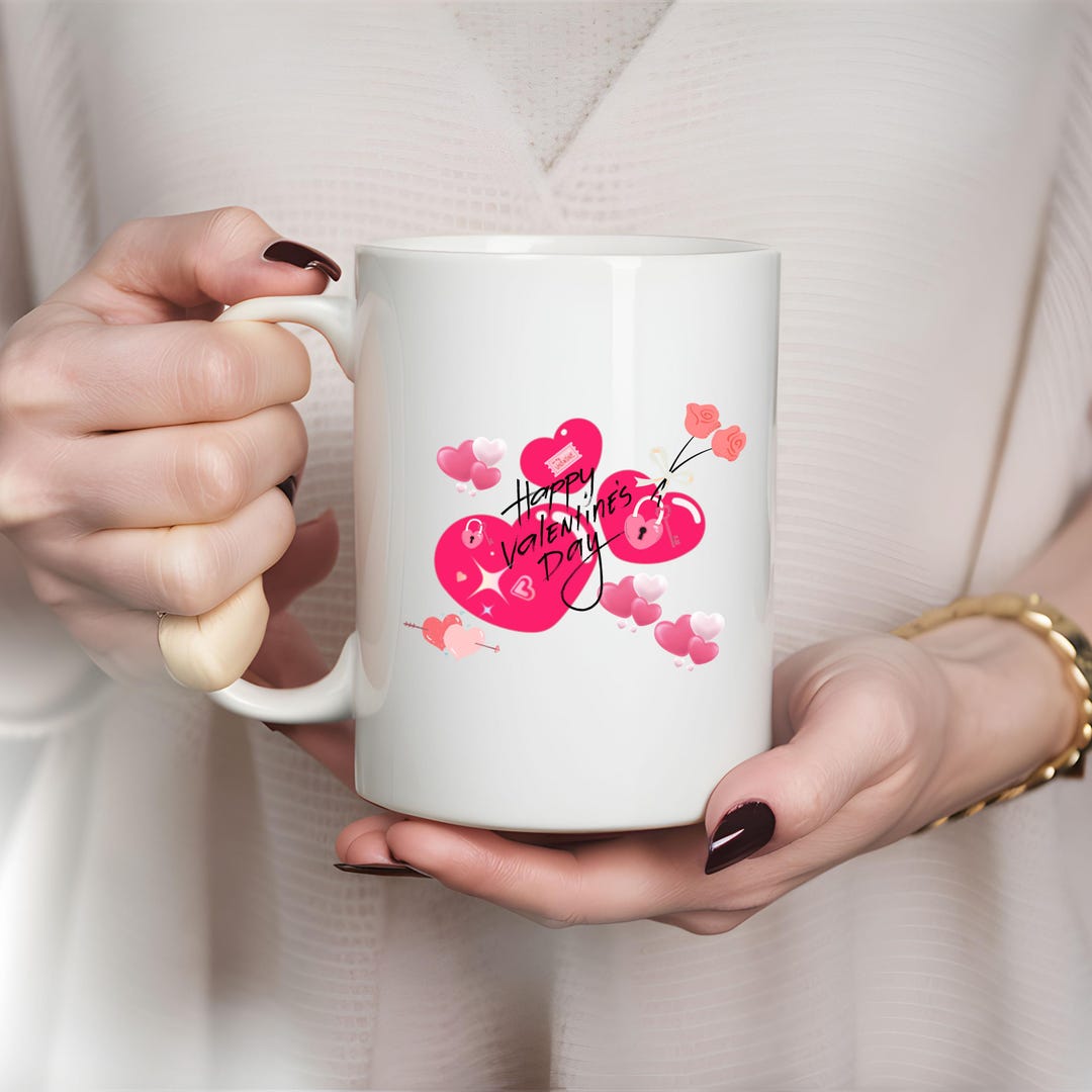 Romantic Heart Design Mug .perfect for Valentine's Day, Cute Gift for ...