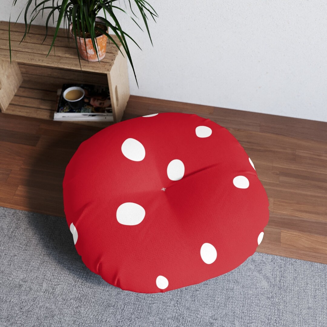 Mushrooms Mushroom Cap Tufted Floor Pillow, Round Mushroom Pillow ...