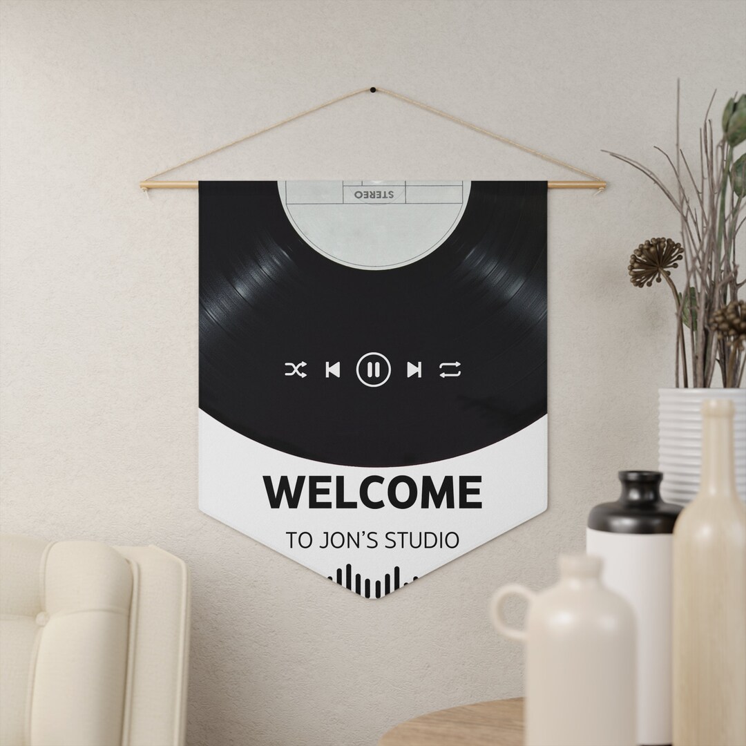 Personalized Music Studio Wall Pennant | Custom Name Personalized ...