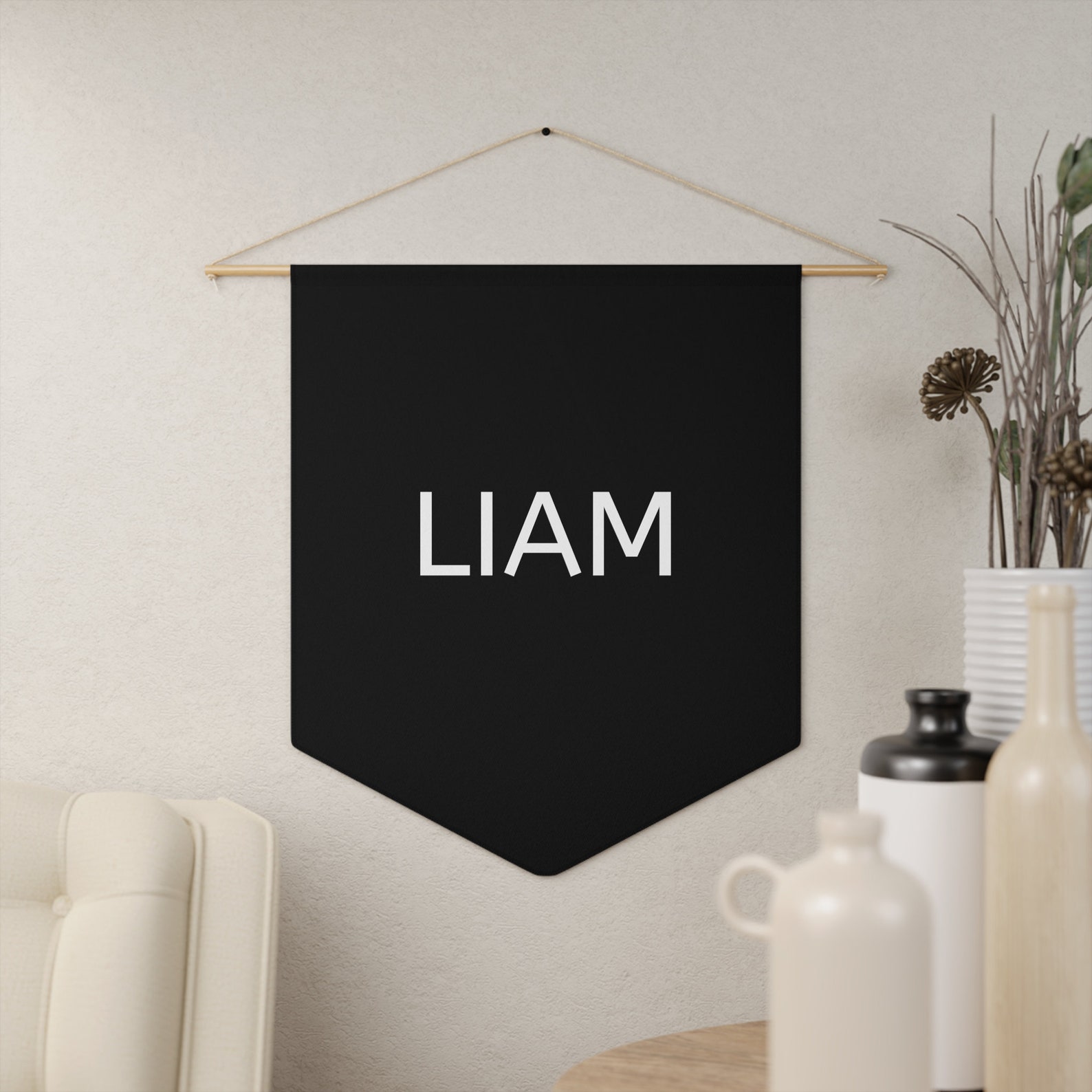 Black and White Wall Pennant | Custom Name Personalized Pennant ...