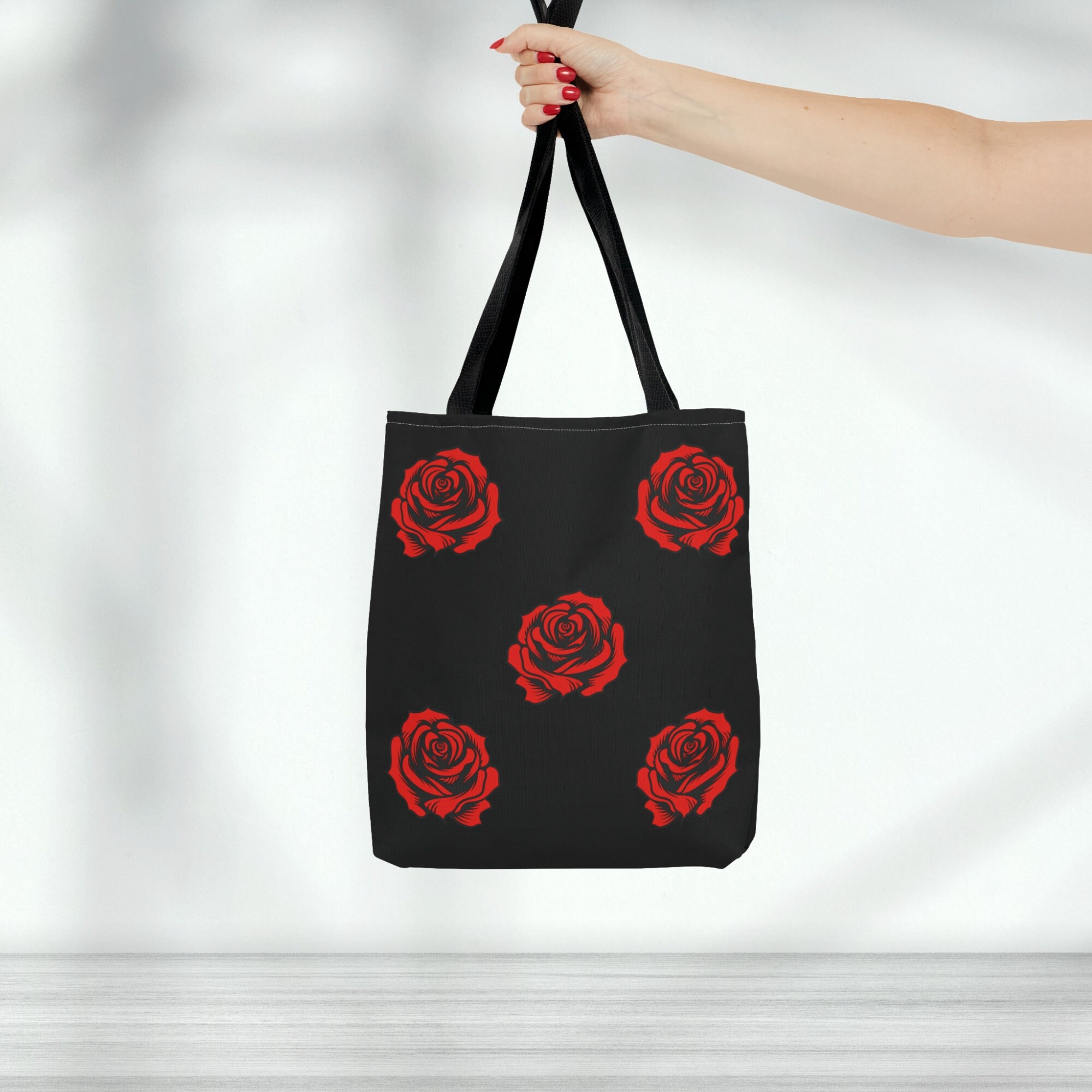 Gothic Tote Bag Red Roses Bag Dark Florals Tote Bag Red Blood Roses Bag ...