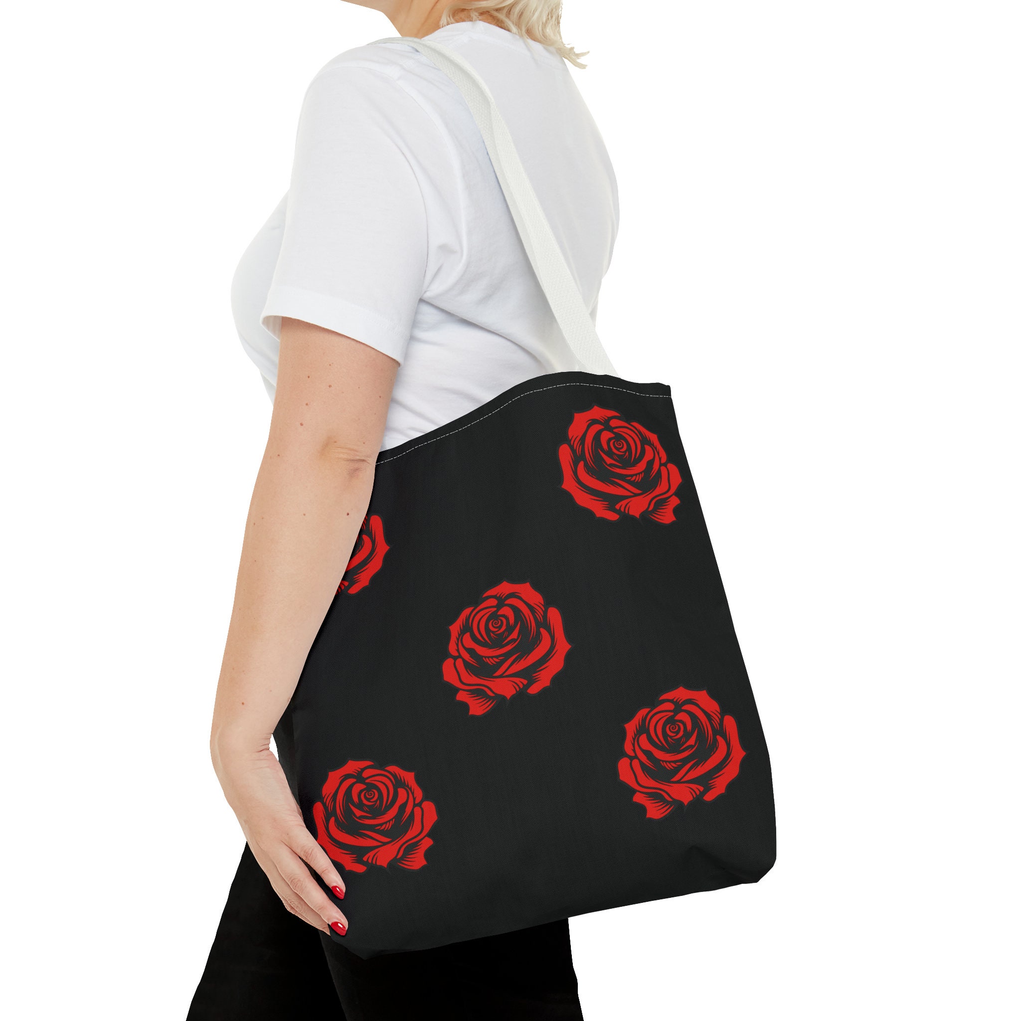 Gothic Tote Bag Red Roses Bag Dark Florals Tote Bag Red Blood Roses Bag ...
