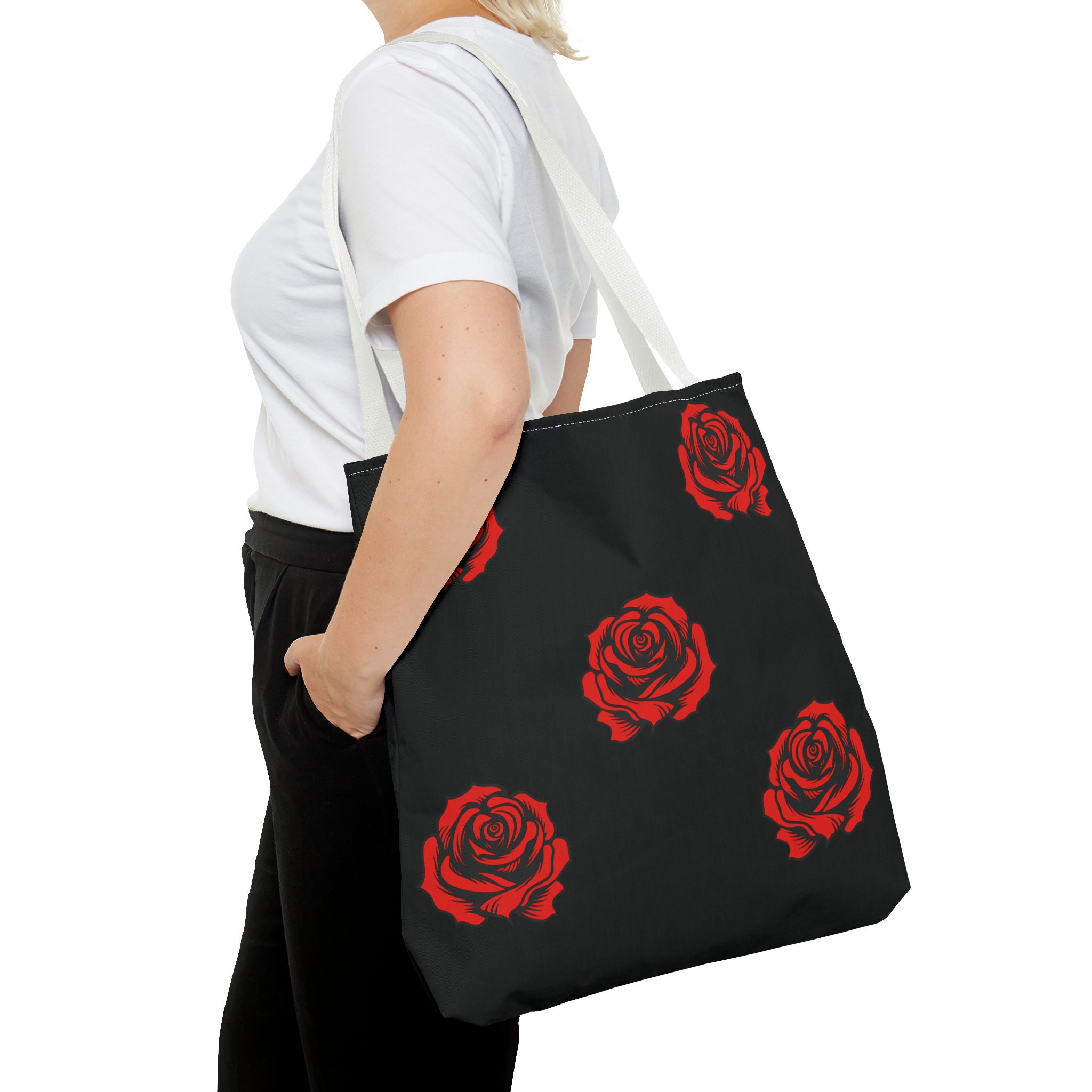 Gothic Tote Bag Red Roses Bag Dark Florals Tote Bag Red Blood Roses Bag ...