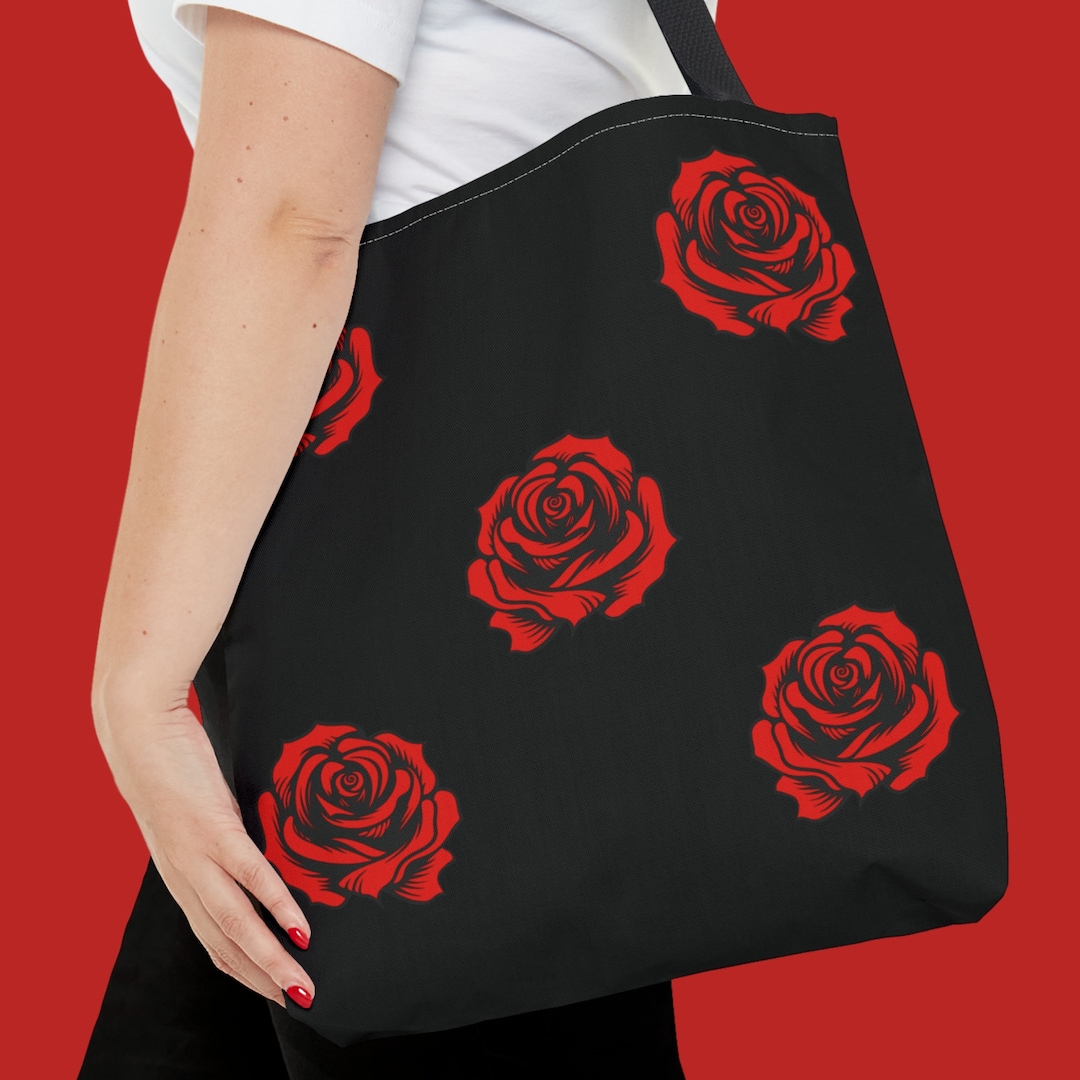 Gothic Tote Bag Red Roses Bag Dark Florals Tote Bag Red Blood Roses Bag ...