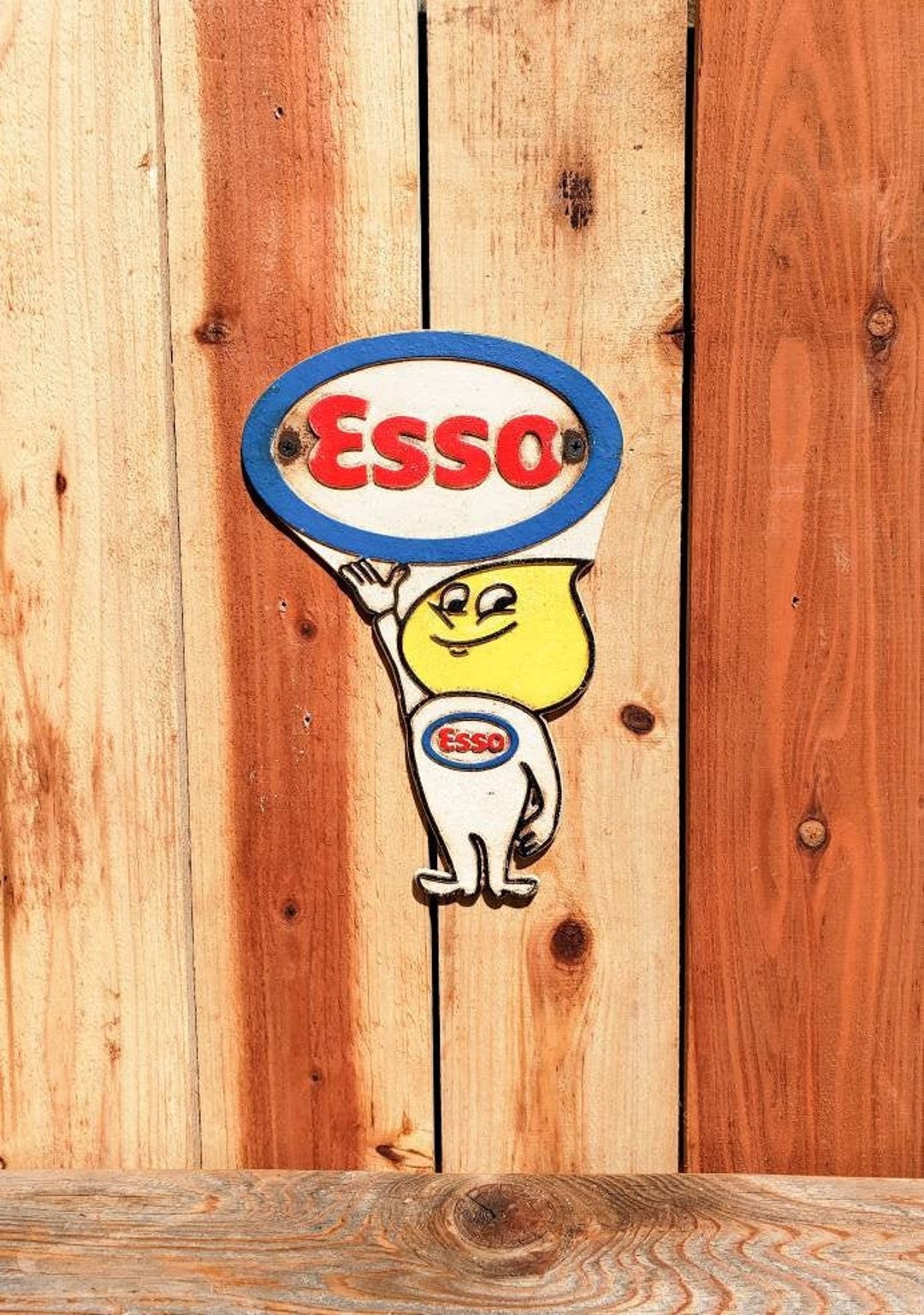 ESSO "happy" Oil Drop Man Cast Iron Garage Sign Wall Plaque - Etsy