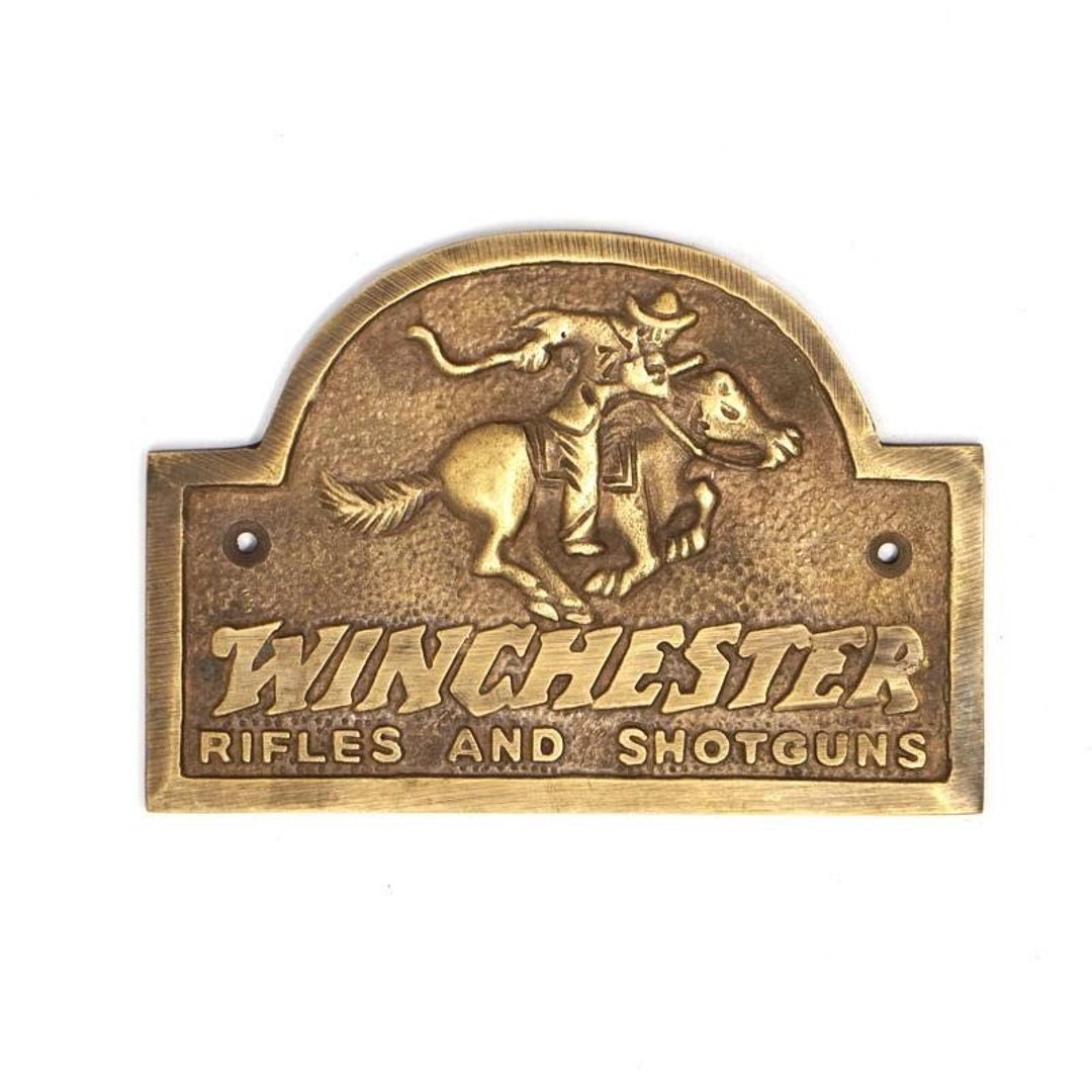 Winchester Rifles and Shotguns Solid Brass Plaque With Antique Finish ...