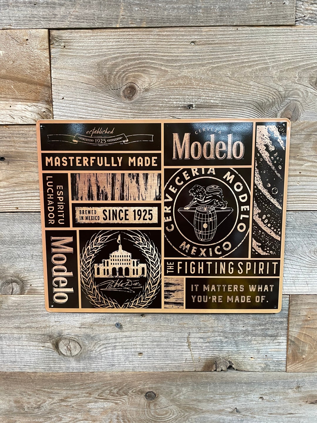 Modelo Collage Beer Advertising Vintage Looking Bar or Mancave, Wall ...