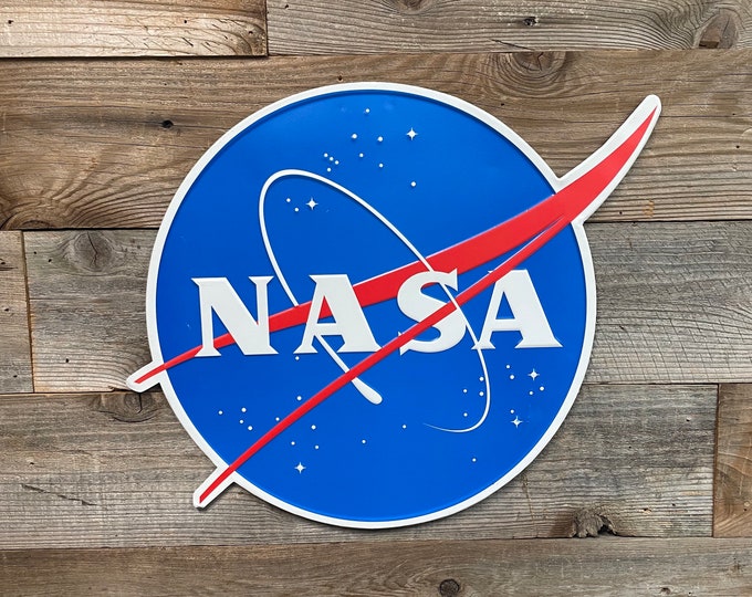 NASA Logo Embossed and Shaped Metal Sign Space Force Kids Room ...
