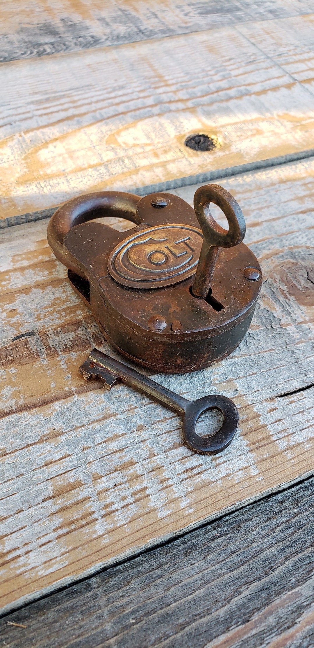 Antique-style Rustic Cast Iron Small COLT Gun Rifle Pistol Gate Cabinet ...