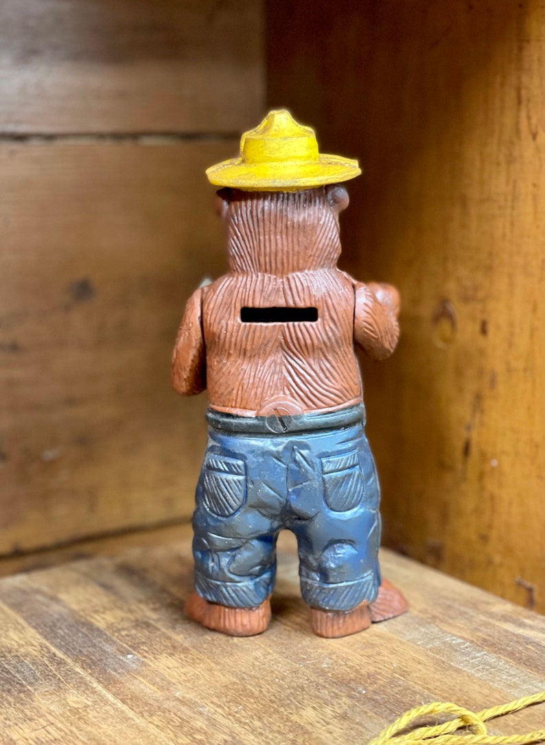 Smokey the Bear Cast Iron Coin Bank- Heavy Duty Piggy Bank Home Decor ...