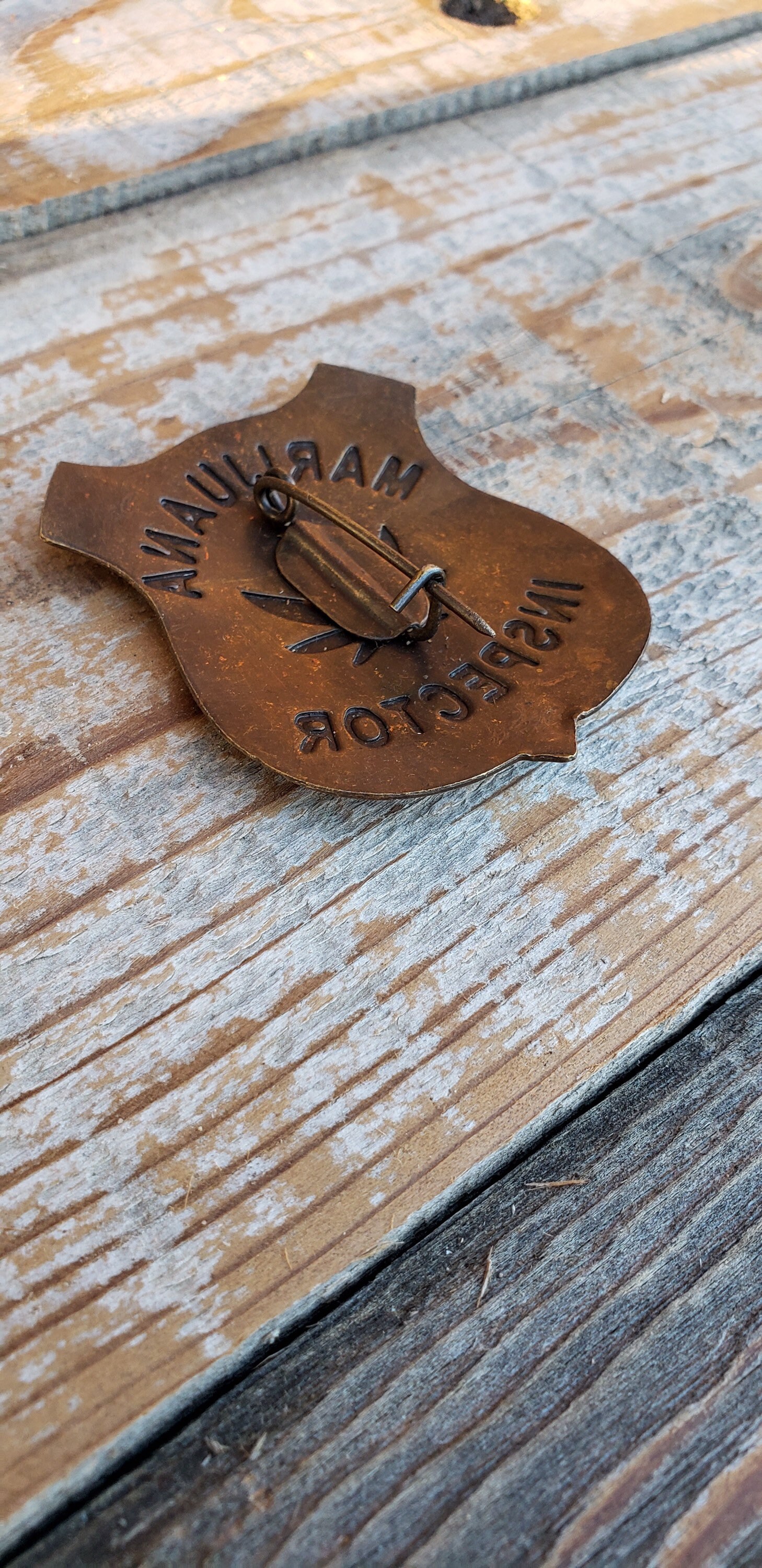 Solid Brass Marijuana Inspector Badge - 420 Pin- Cannabis Culture ...